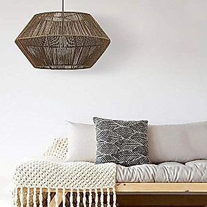 Globe Electric 60530 Malay 1-Light Pendant Light, Natural Twine Shade, Black Hanging Cord