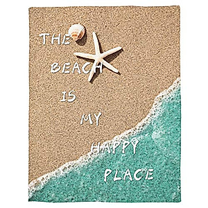 Singingin Beach Plush Throw Bed Blanket for Kids Adults Summer Beach Sea Water Starfish Super Soft Cozy Luxurious Blanket Lightweight Fleece Blankets for Couch Bed Sofa Warm All Season 50×60inch