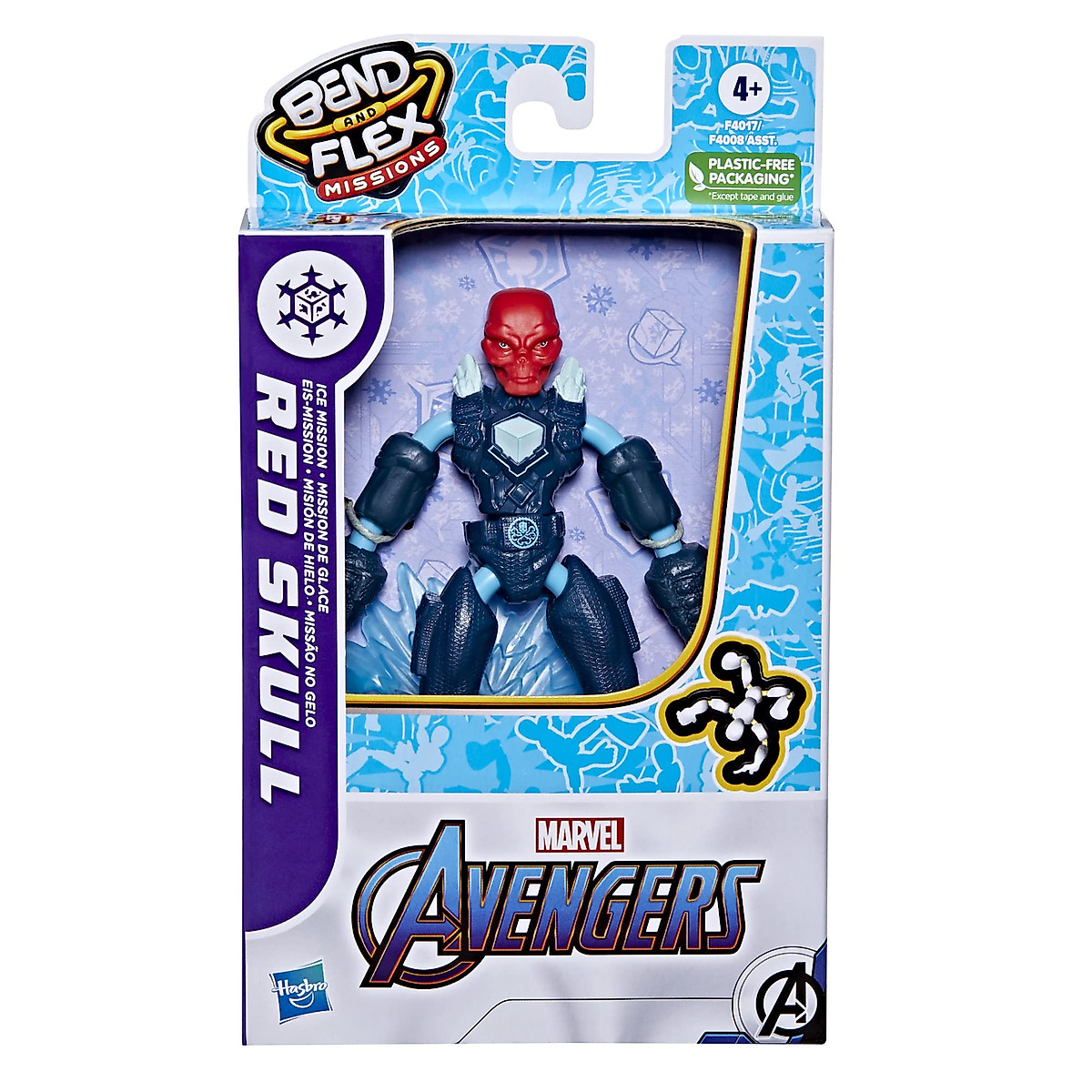 Avengers Marvel Bend and Flex Missions Red Skull Ice Mission Action Figure, 6-Inch-Scale Bendable Toy, Toys for Kids Ages 4 and Up