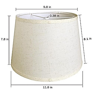 Lamp Shades Set of 2, Drum Lampshades for Table Lamps, Fabric Lamp Shade 9.8" Top x 11.8" Bottom x 7.8" High, Natural Linen Lampshade, Spider Fitter, Easy Assembly Required
