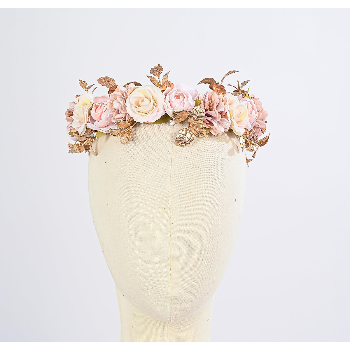 DDazzling Women Girls Handmade Princess Headpiece Forest Wedding Vintage Flower Crown Hair Accessories Photo Props (Gold Coffee Purple Beige)