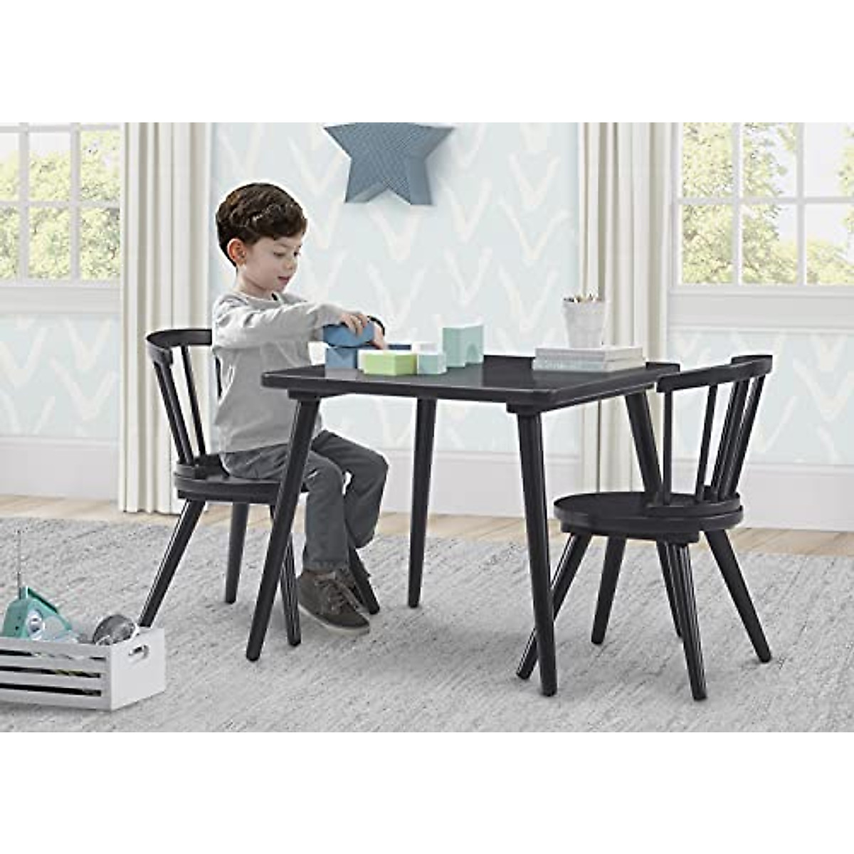 Delta Children Windsor 2-Piece Chair Set, Midnight Grey