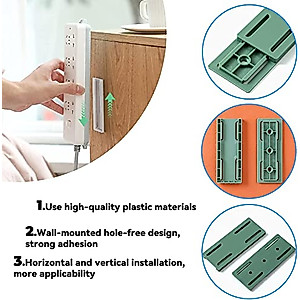 4 Pcs wcjjgm Adhesive Punch-Free Socket Holder, Self-Adhesive Desktop Socket Fixer,Wall Mount Home Power Strip fixator, Desktop Mobile Plug-in Socket Fixer Bracket Stand