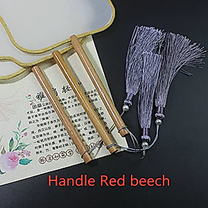 Only My Live Home White Red Ladies Wedding Real Silk Fans Personalized Chinese Decorative Dance Hand Fans Costume Hanfu Prop Traditional Craft Handle (Total Long 15.3 inches, White 24cm Round)