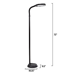 Lavish Home 72-6890 (Black) Floor Full Spectrum Natural Sunlight Lamp with Bendable Neck-Reading, Craft, Studying, and Esthetician Light