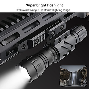 Feyachi FL14-MB Tactical Flashlight 1200 Lumen Matte Black LED Light with Flashlight Mount and Pressure Switch Included