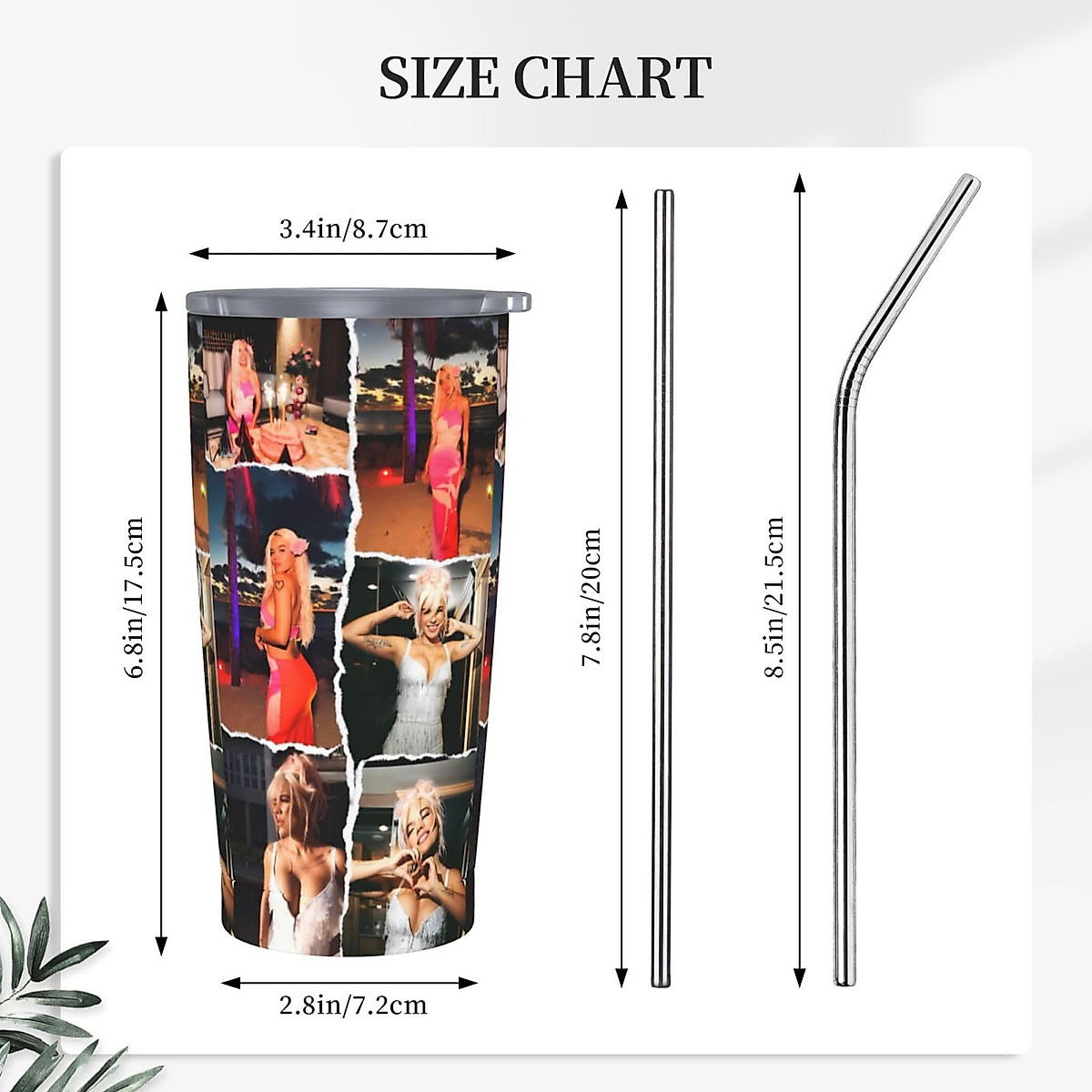 Kiserjens Stainless Steel Insulated Tumbler Vacuum Water Bottle Travel Cup Coffee Mug With Straw,Lid and Brush 20 oz