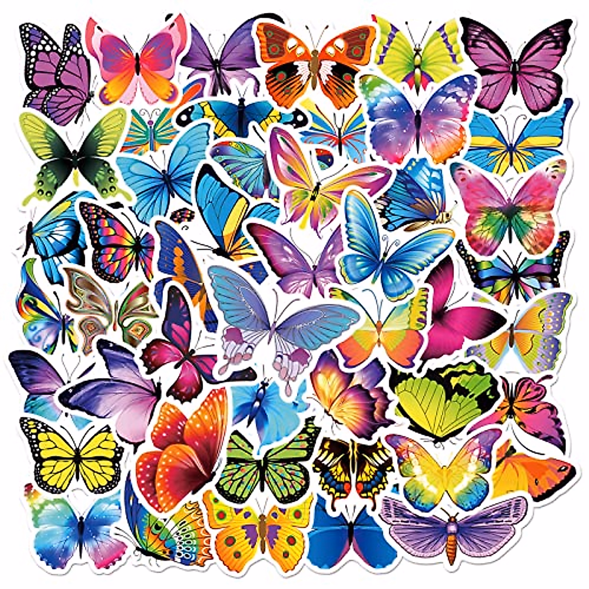 50PCS Butterfly Stickers for Kid, Colorful Lovely Waterproof Stickers for Laptop, Scrapbook, Window, Water Bottle, Envelope, Gift for Girl, Teens, Adults(Butterfly)