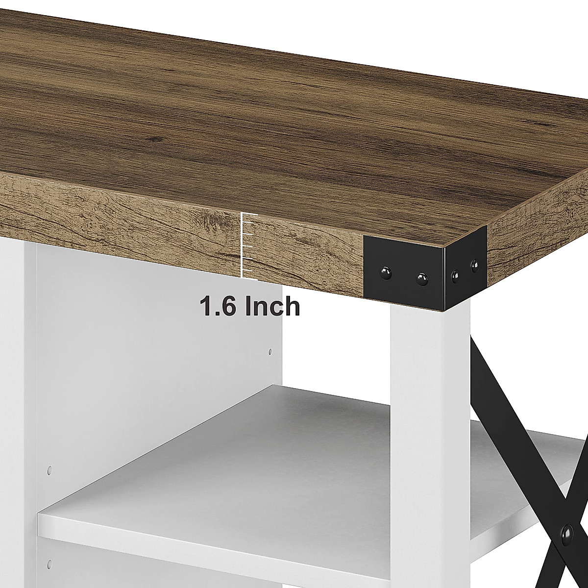 58 Inch TV Stand for TV up to 50 60 65 Inches, Farmhouse Wood TV Cabinet Entertainment Center with Storage and Adjustable Shelves (White)