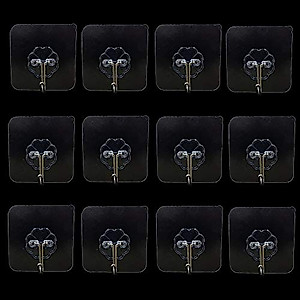 Wall Hooks 13.3lb(Max) Transparent Self Adhesive Hooks Waterproof Seamless Strong Hooks for Kitchen, Bathroom,12 Pack