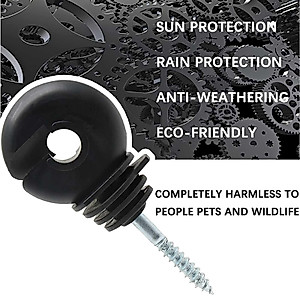 100 pcs Electric Fence Insulators Screw, Electric Fence Posts, Electric Fencing Posts for Wood Post Sun Protection & Rainproof, Screw in Ring Insulators