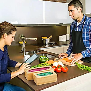 WUWEOT 5 Pc Snack Bag Storage Organizer, Bamboo Food Storage Bag Holders, Kitchen Drawer Sandwich Bag Dispenser for Gallon, Quart, Sandwich, Snack Variety Size Bag