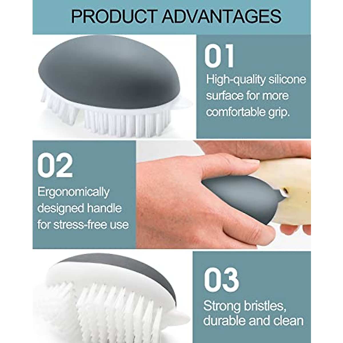 Dfacio 2Pack Vegetable Brush, Non-Slip Grip Potato Scrubber Veggie Brush with Flexible and Hard Bristles, Vegetable Brush Scrubber for Food, Corn Silk and Carrots, with Dots Remover