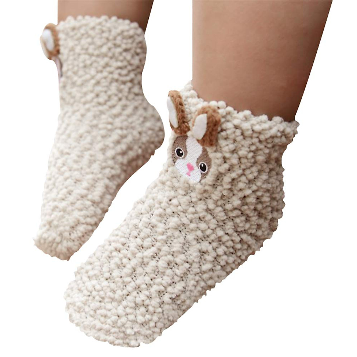 Lovful 4 Pairs Animal Super Warm Baby Fuzzy Soft Thick Socks,Large