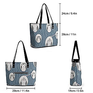 Womens Handbag Owls Leather Tote Bag Top Handle Satchel Bags For Lady