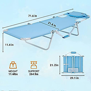 #WEJOY Adjustable Face Down Tanning Chair,Folding Beach Lounge Chairs with Face Hole, Portable Lightweight Reclining Lay Flat Chair for Outdoor Pool,Sun Tanning,Sunbathing,Patio