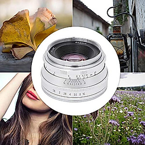 Camera Lens Portable Mirrorless Camera Lens 25mm F1.8 Multi-Layer Coating Mirrorless Camera Lens EF-M/EOSM Mount for Canon M2/M3/M5/M6/M10/M100/M50(Silver)