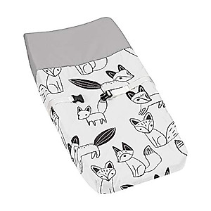 Grey, Black and White Fox Collection Boys or Girls Baby Changing Pad Cover