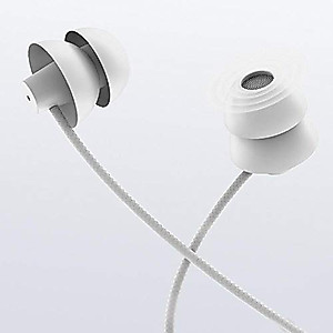 Non Radiation Sleep Earphones, 3 Meters Extended Long in Ear Wired Headphones Noise Cancelling HD Calls One Button Microphone Line Control Headset 3.5mm Jack for Mobile Phones White