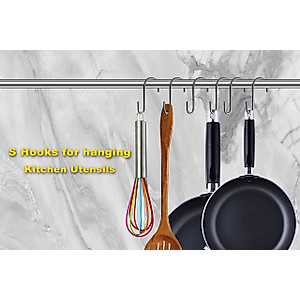 Remzly 30 Pack S Hooks for Hanging Kitchen Utensils, Clothes, Plants, Pots and Pans - 2.4” Small Silver Utility Hangers for Closet, Wire Shelving, Garage, Garden