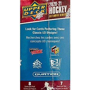2020/21 Upper Deck Extended Series NHL Hockey Blaster Box - 7 Packs per Box - 8 Cards per Pack - Collect Young Guns Rookie Cards