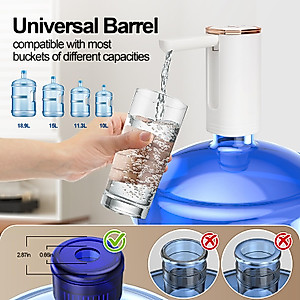 Ytqyphu Water Dispenser for 5 Gallon Bottle,Foldable Portable Water Bottle Pump，USB Charging Electric Drinking Water Pump，for Camping Essentials, Water Table Pump，Kitchen, Office, Picnic