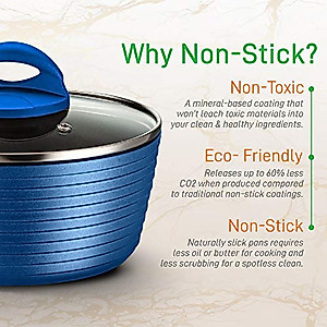 NutriChef 12-Pc Blue Nonstick Cookware Set - Professional Pots & Pans with Durable Coating, All Cooktops Compatible, Including Induction