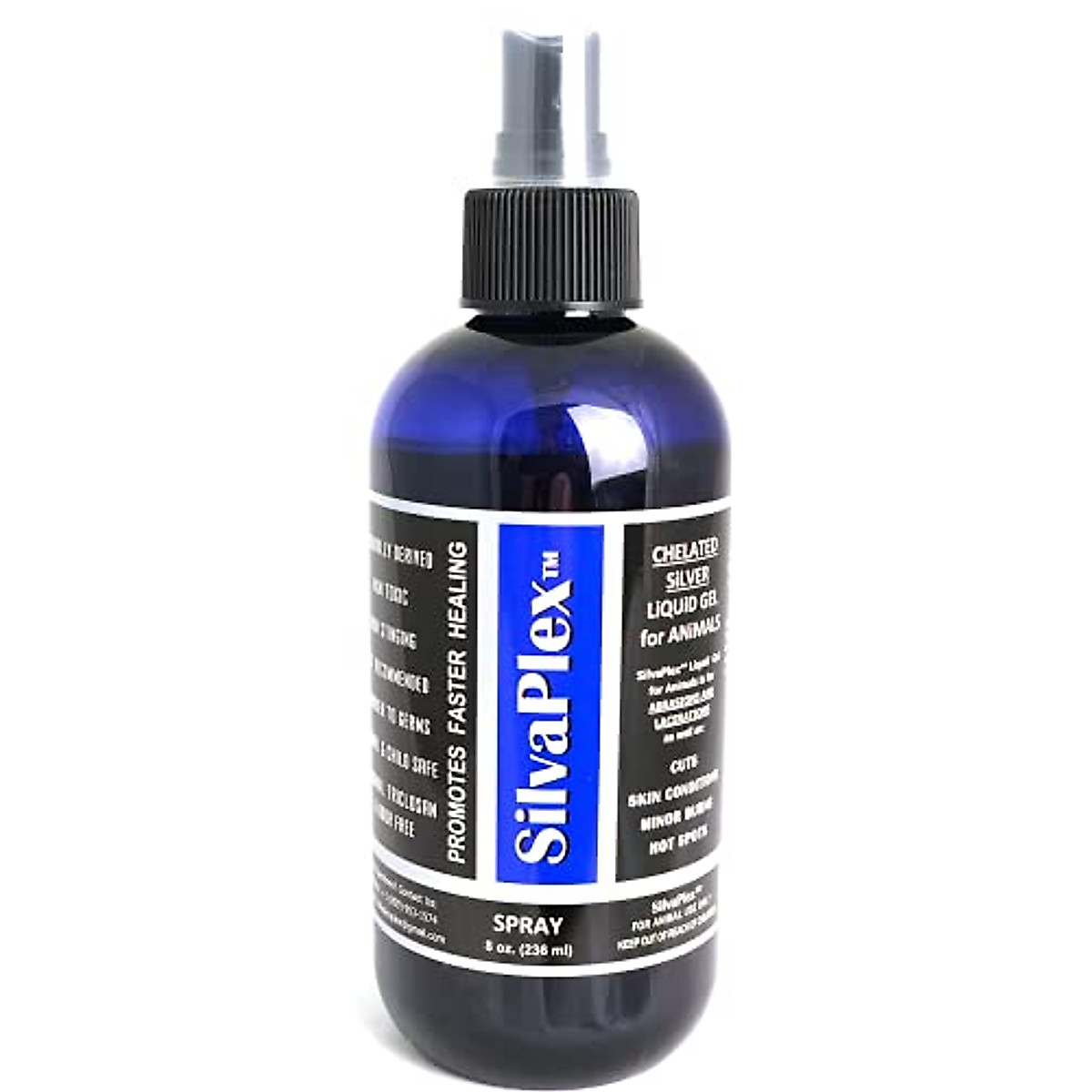 SILVAPLEX Liquid Gel Spray with Chelated Silver - Helps Irritation and Recovery for Hot Spots, Minor Wounds, Abrasions and Cuts - for Cats, Dogs, Other Small Animals - 8 oz