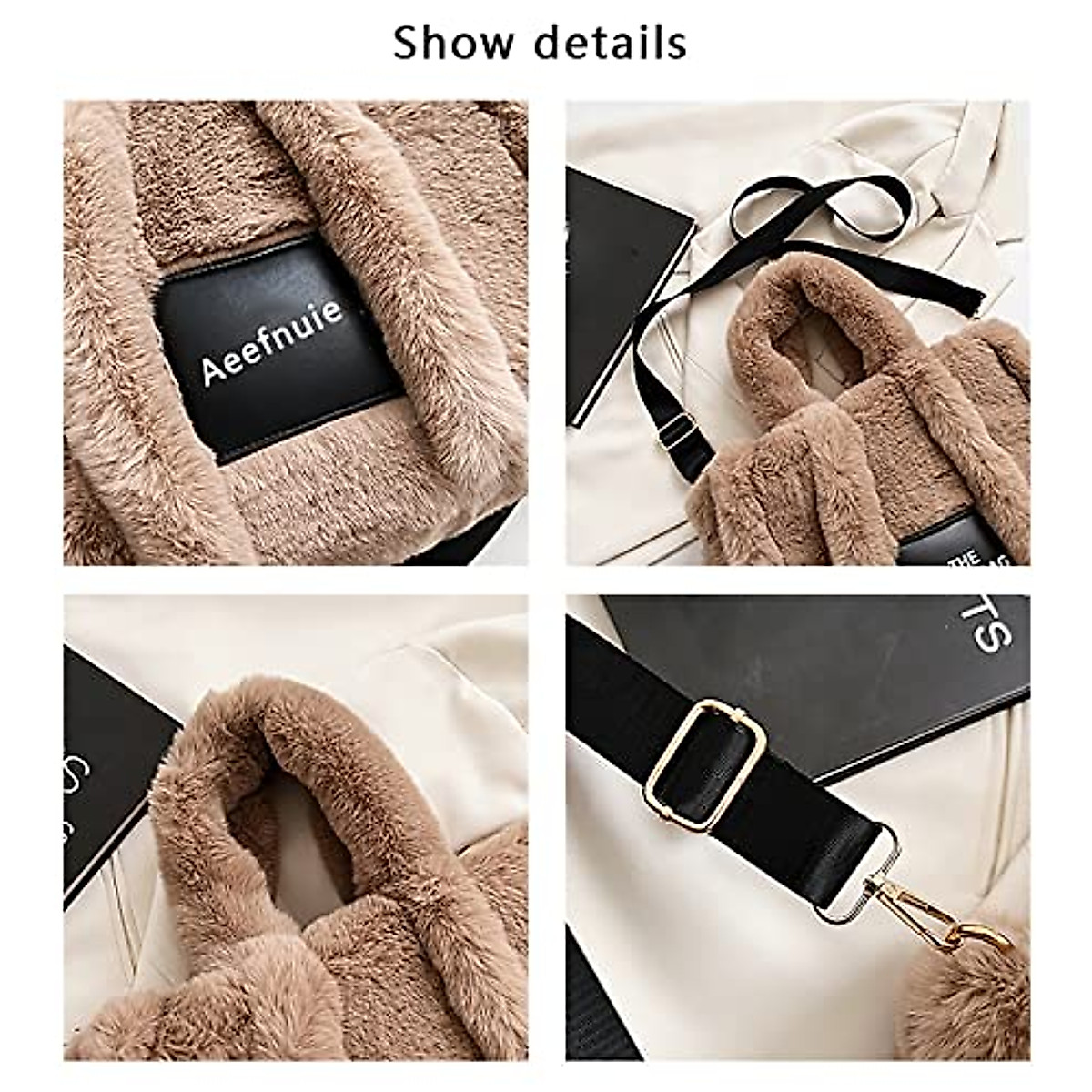 Women Handbags, Winter Fashion Plush Soft Fluffy Tote Top Handle Messenger Tote Shoulder Bag