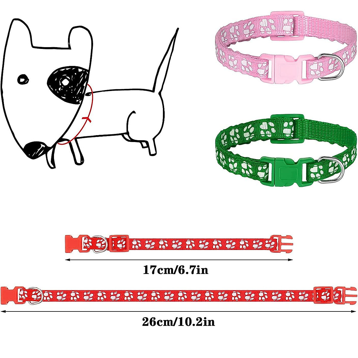Chenkaiyang 12 Pack Puppy Collars for Litter, Adjustable Puppy ID Collars Soft Nylon Whelping Collars for Newborn Litter Puppy Pets
