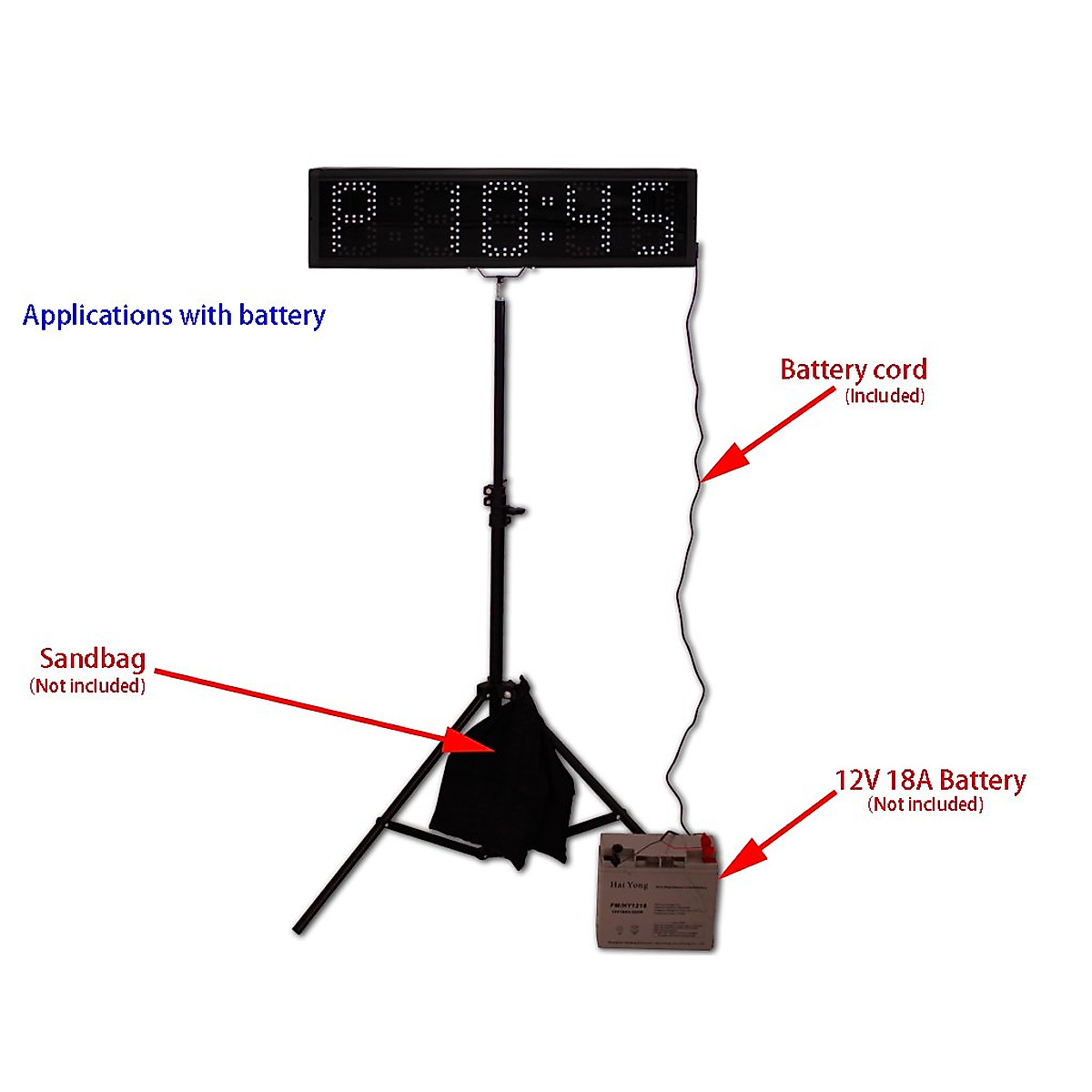 EU 5" 5 Digits RGB(7 Colors) LED Race Timing Clock for Running Events