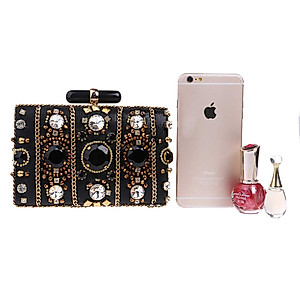 momo mo Women Shoulder Evening Bag Clutches Purse Chain Key Dress Handbag Lipstick Bridal Black