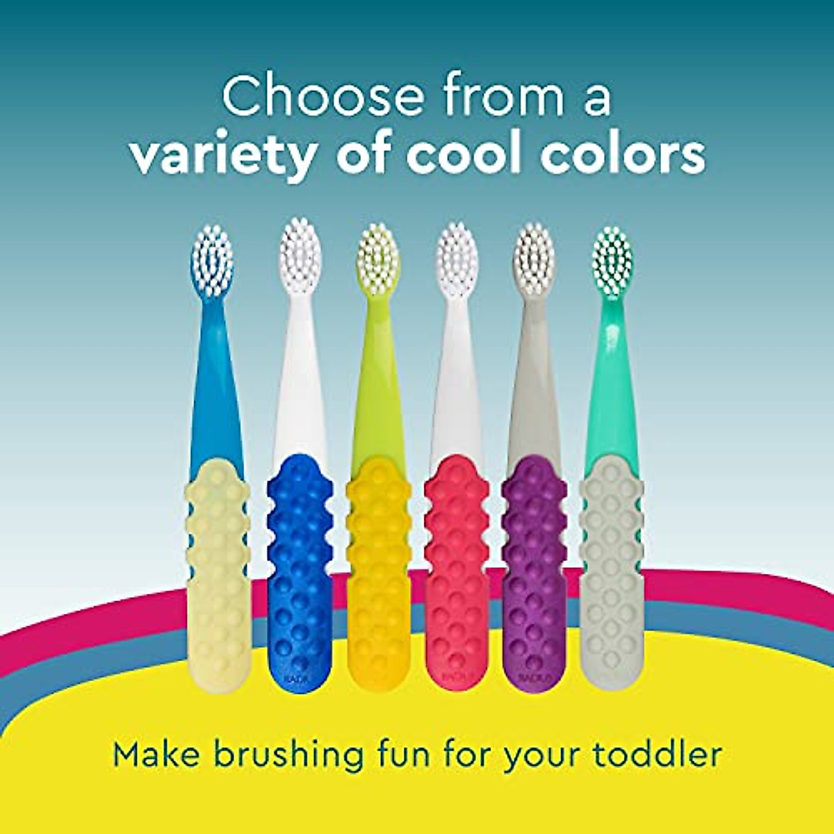 RADIUS Totz Plus Brush Kids Toothbrush Silky Soft BPA Free ADA Accepted Designed for Delicate Teeth & Gums for Children 3 Years & Up - Assorted - Pack of 6