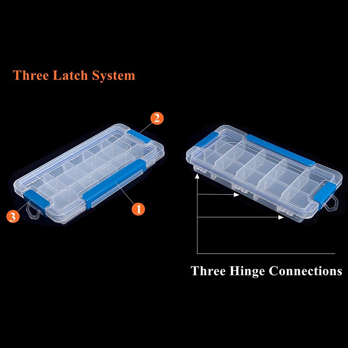 BangQiao Adjustable Plastic Divider Storage Box Container for Bead, Button, Small Parts,15 Grids, Pack of 3, Clear