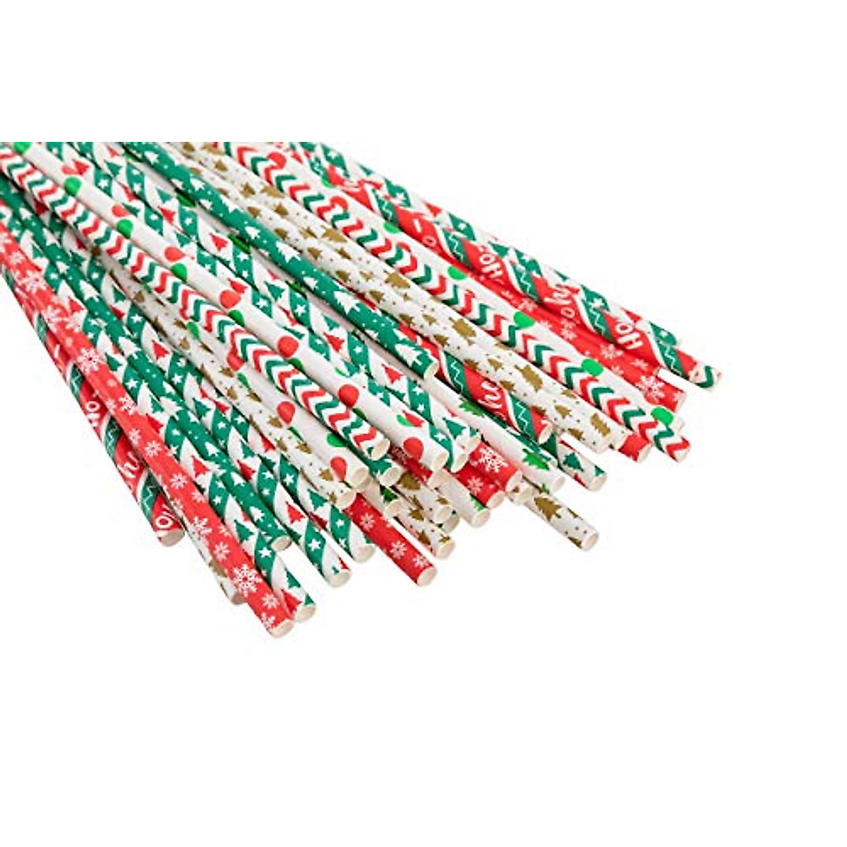 JOYIN 200 Pcs Colorful Disposable Drinking Paper Straws for Christmas Party Supplies, Desserts, and Holiday Party Decorations