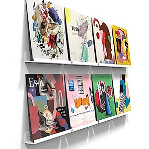Adeptus Mechanicus 12-inch Vinyl Record Wall Mount,8 Pack Acrylic White Album Record Holder Display,Kids Bookshelf,A Collector's Item for Music Record Enthusiasts