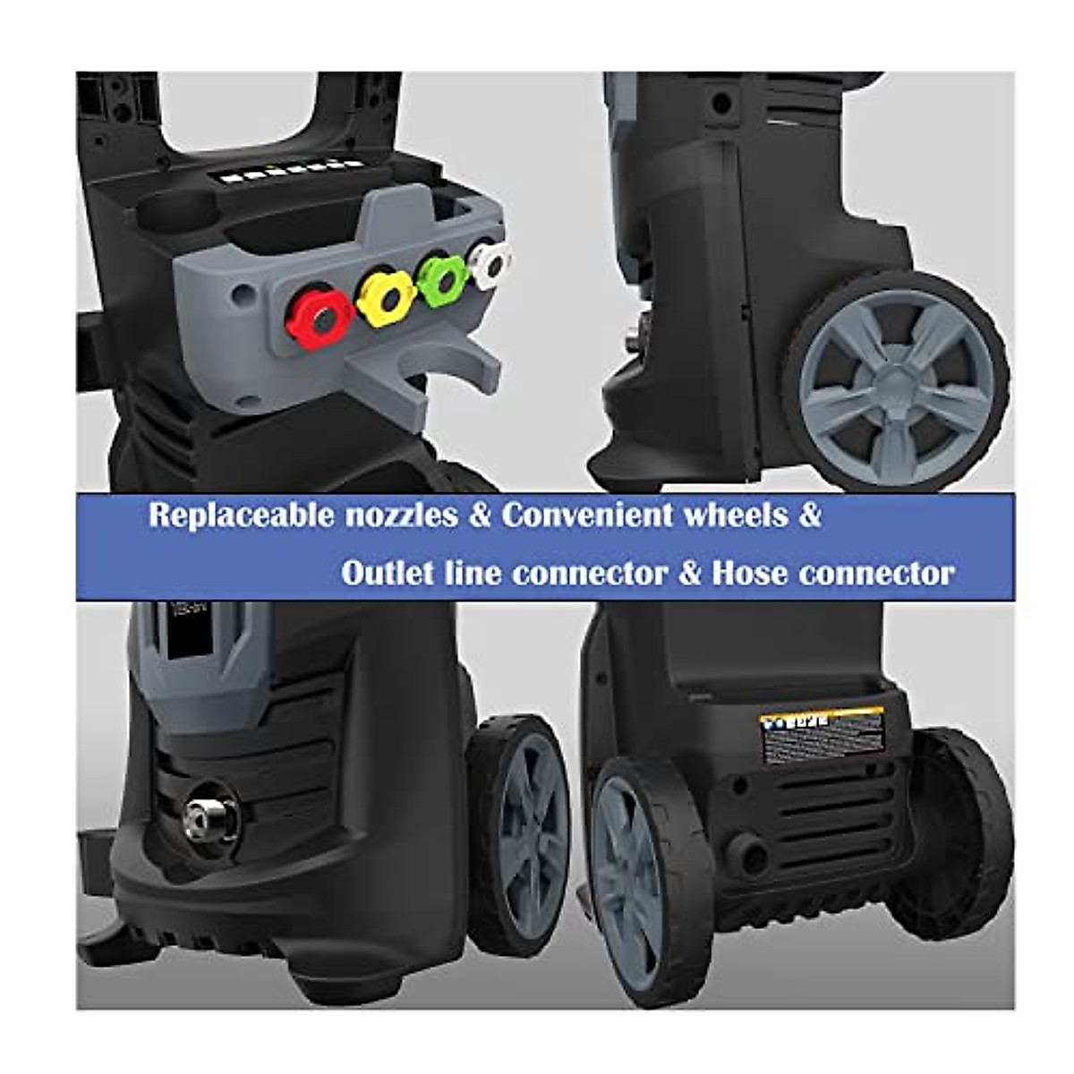 Electric Pressure Washer - 1700W High Pressure Power Wash Machine with Detergent Tank and Adjustable Nozzles for Home Use Cars/Garden/Patios/Driveways Cleaning (2000PSI)，CETL Listed