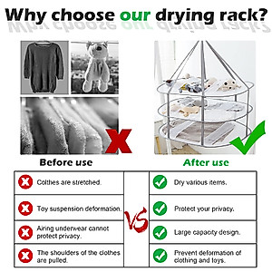 WEISGJA 3 Tier Folding Mesh Clothes Drying Rack, Stackable Sweater Drying Rack with Internal Fixation, Portable Hanging Laundry Rack for T-Shirt,Swimsuit,Sweater,Delicates (1 Pack)