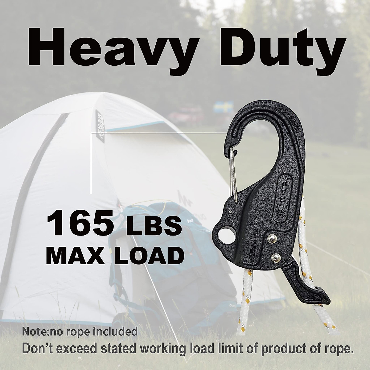 ORXPLUS Tools 2PCS Rope Tightener, Rope Tensioner, Tie Down Mechanism Lock Adjuster fits 1/10"-1/4" Cord for Camping, Outdoor, Garage, Boating, Fishing, Loading