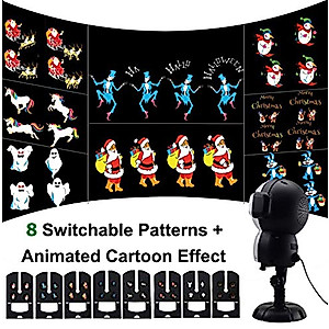 UPODA Christmas LED Snowfall Halloween Waterproof with Remote Control Timer and Music Player Anime Snow Light Projector for Outdoor Wedding Xmas Holiday Party Decorations