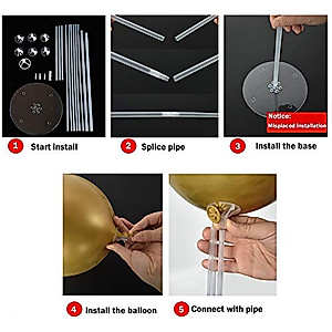 TONIFUL Balloons Stand Kit Table Decorations,2 Set with 14 Sticks, 14 Cups, 2 Base, 16 Gold Balloons for Wedding Graduation 30th 40th 50th 60th 70th 80th 90th 100th birthday table decorations