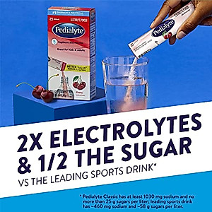 Pedialyte Electrolyte Powder, Cherry, Electrolyte Hydration Drink, 0.6 oz Powder Packs, 6 Count