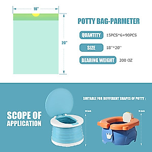 Portable Travel Potty Chair Liners Bags Universal with Drawstring For Toddler Potty Training Toilet Seat Disposable Cleaning Bag For Kids Toddler Adults Pet Outdoors-90 PCS(18 * 20INCH) (Green)