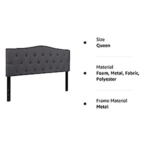 Flash Furniture Cambridge Tufted Upholstered Queen Size Headboard in Dark Gray Fabric