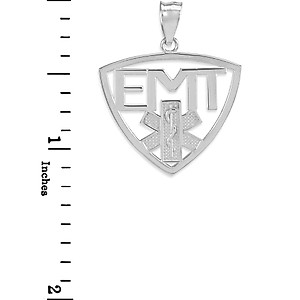 High Polish Sterling Silver Medic Star of Life Cut-out Charm EMT Pendant