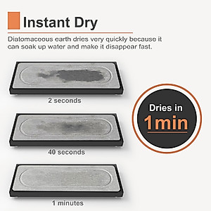 Authumberdale Instant Dry Sink Caddy Organizers, Sponge Holder for Kitchen Sink Counter, Water Absorbing Stone Drying Mat Rack, Soap Dish for Bathroom Countertop, Black Acrylic Tray with Grey Stone