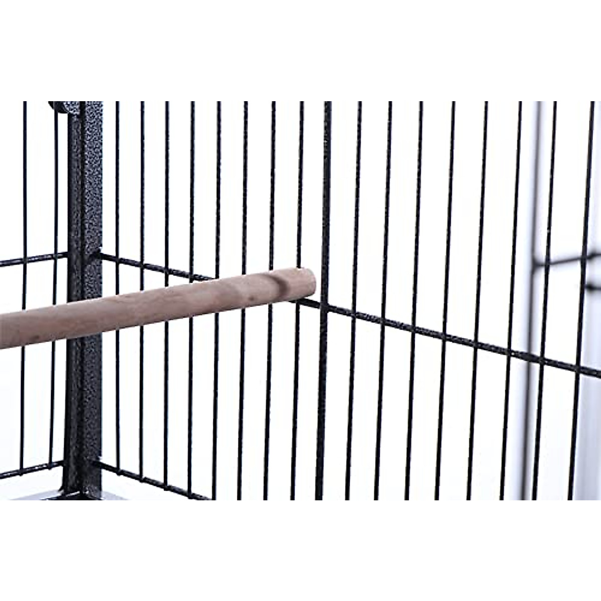 33 Inch Wrought Iron Bird Cage with with Play Open Top and Rolling Stand for Mid-Sized Parrots Cockatiels Sun Parakeets Green Cheek Conures (White)