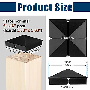 4 Pack 6x6 Aluminum Pyramid Fence Post Caps Vinyl Post Cap Cover for 6x6 Nominal Post (Actual 5.5" x 5.5") Deck Post Top with 8 Stainless Steel Screws for Post of Deck Corridor Mailbox Fence Stair