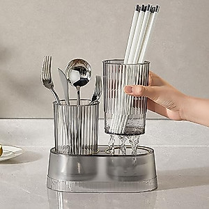 Aurgiarme Chopsticks Storage Holder Drainer Light Luxury Clear Organize Shelf Supplies for Home Kitchen Countertop Drying Rack
