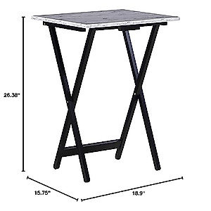 Linon Tray Table Set, 15.75"D x 18.9"W x 26.38"H, White